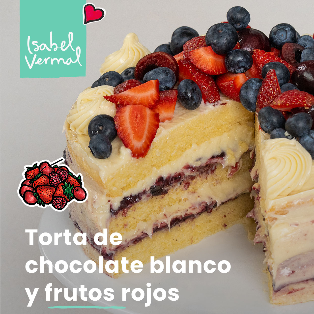 Torta de chocolate blanco y frutos rojos – Isabel Vermal